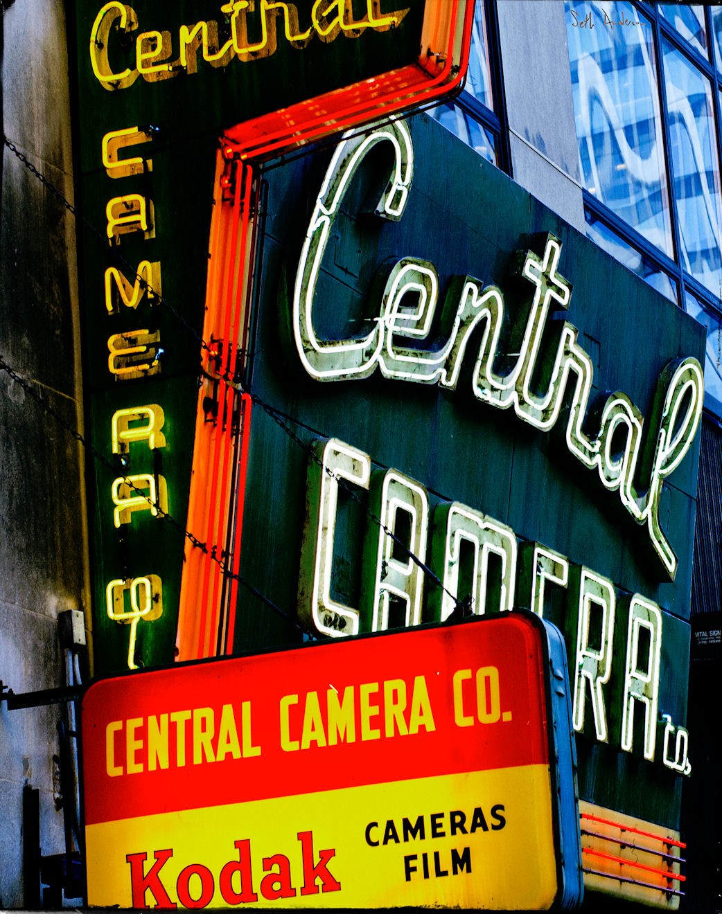 Central camera co. kodak film advertisement neon sign building | Jigsaw ...